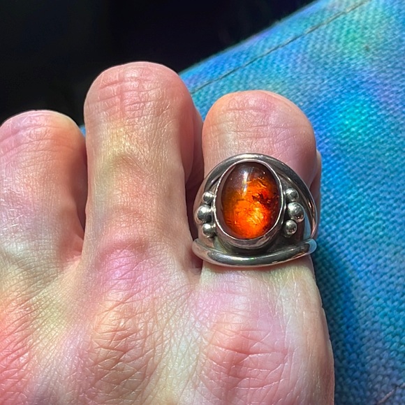 Vintage | Jewelry | Ruth Begay Navajo Sterling Silveramber Ring | Poshmark